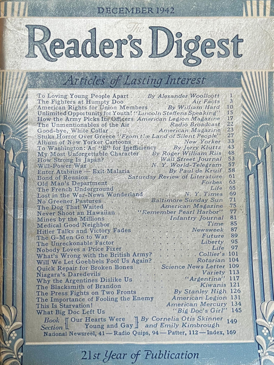 Readers Digest | December 1942 at Wolfgang's