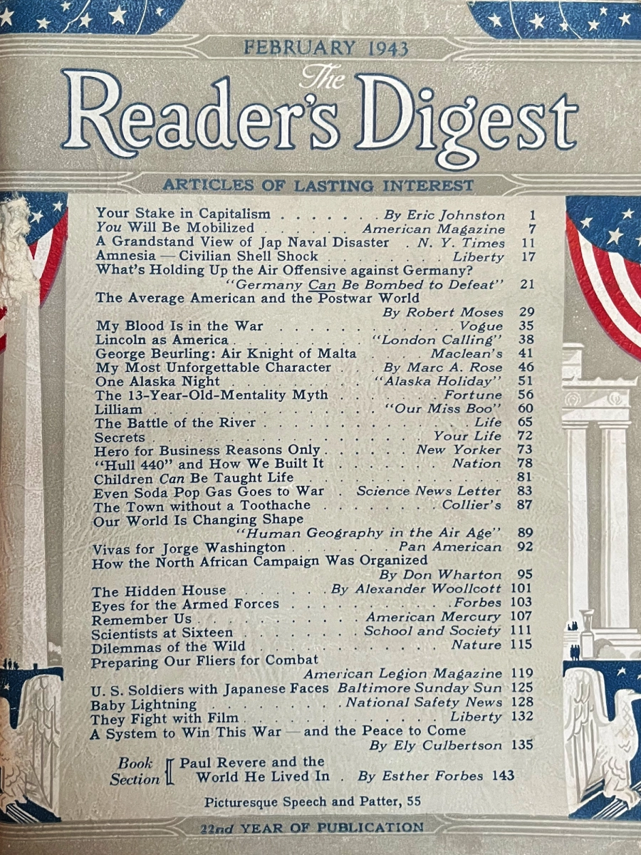 Readers Digest | February 1943 at Wolfgang's