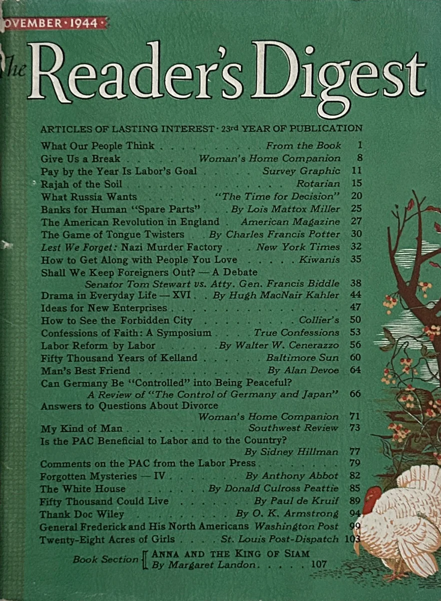 Readers Digest | November 1944 at Wolfgang's