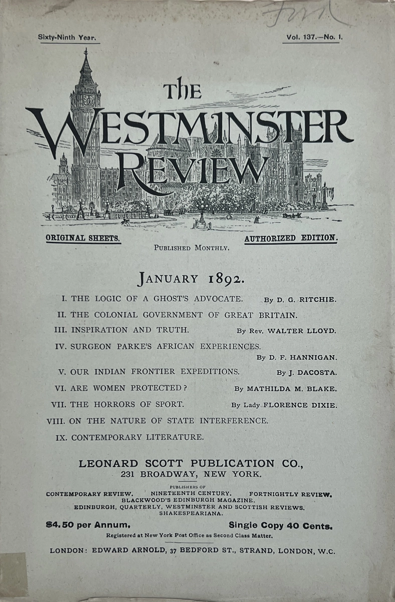 The Westminster Review | January 1892 at Wolfgang's