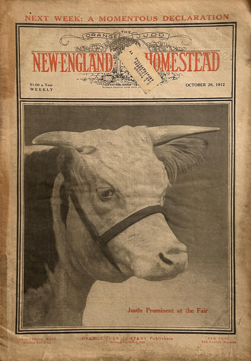 New England Homestead | October 26, 1912 at Wolfgang's