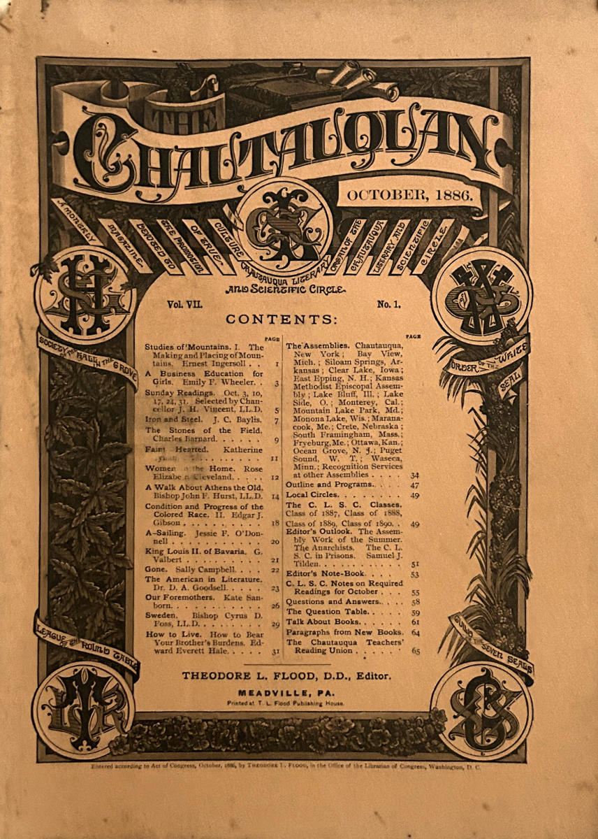 The Chautauquan Vol. VII No. 1 | October 1886 at Wolfgang's