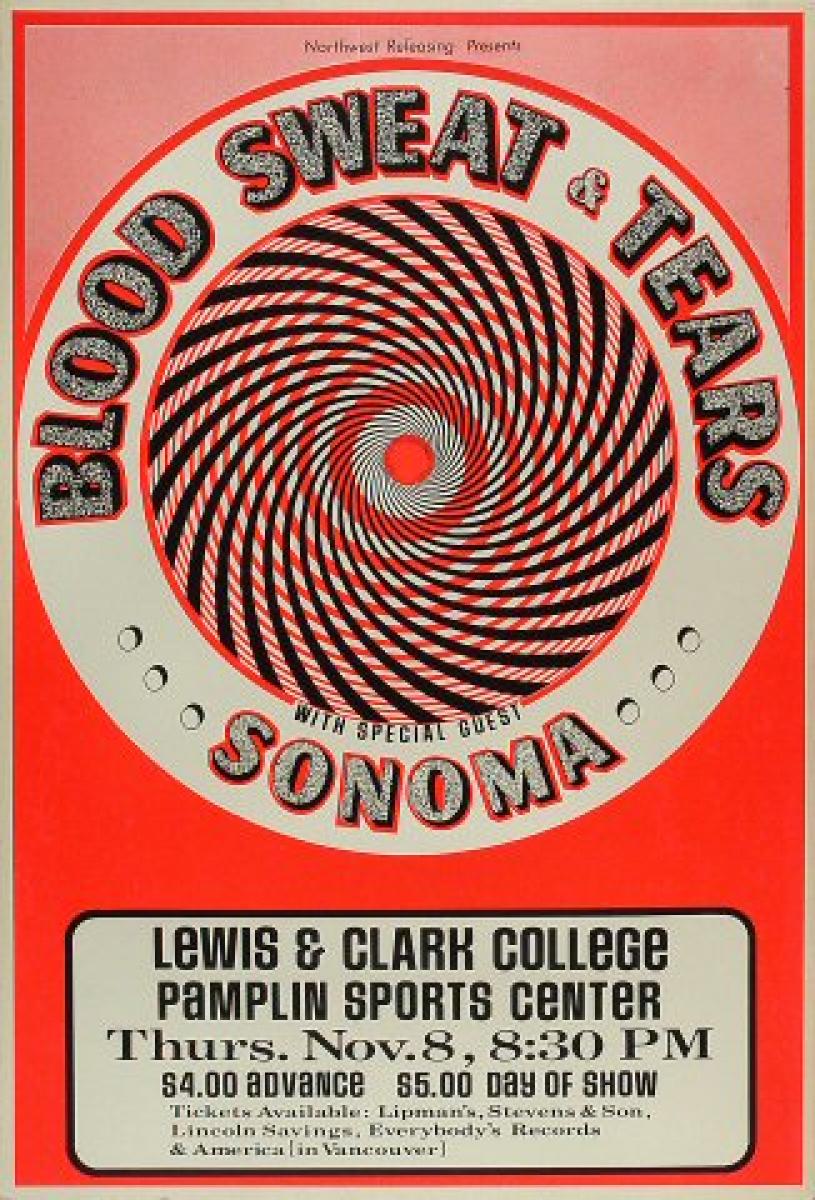 Blood, Sweat & Tears Vintage Concert Poster from Pamplin Sports Center ...