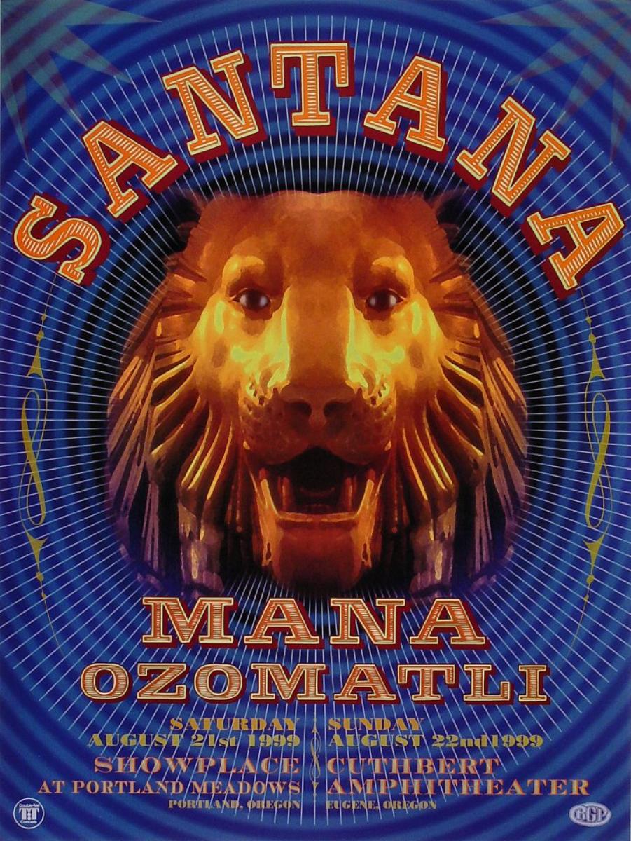 Santana Vintage Concert Poster from Portland Meadows, Aug 21, 1999 at ...