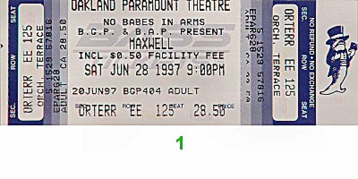 Maxwell Vintage Concert Vintage Ticket from Paramount Theatre, Jun 28 ...