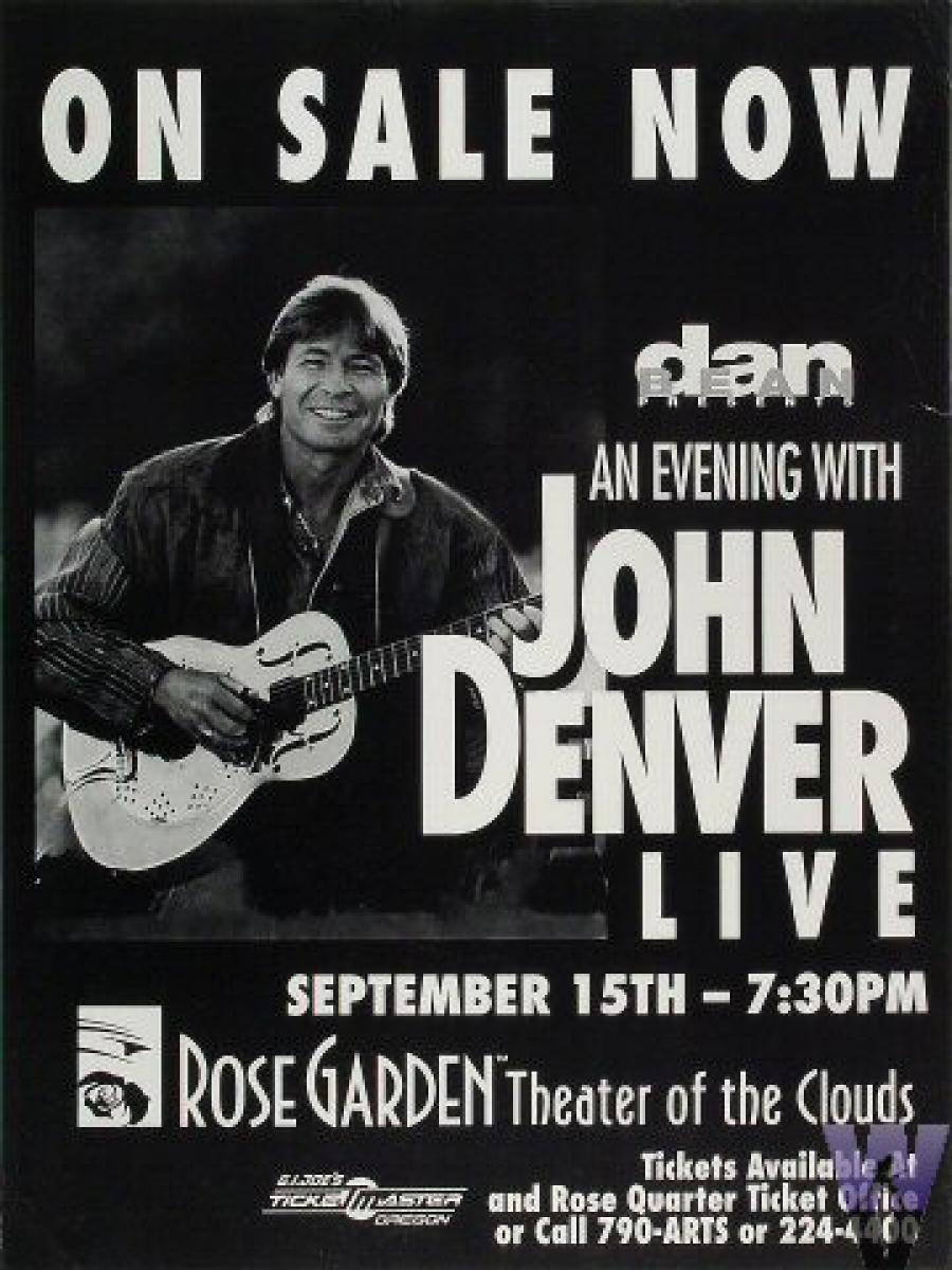 John Denver Vintage Concert Poster from Portland Rose Garden, Sep 15, 1996 at Wolfgang's