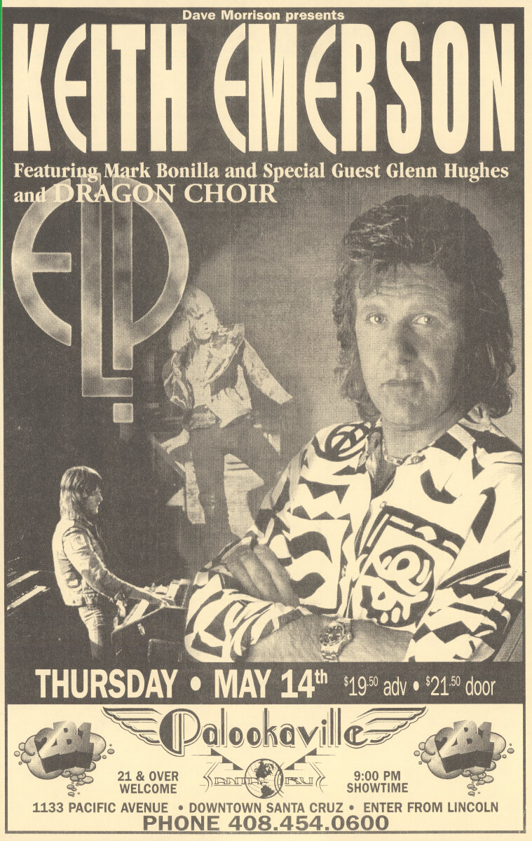 Keith Emerson Vintage Concert Poster from Palookaville, May 14, 1998 at ...