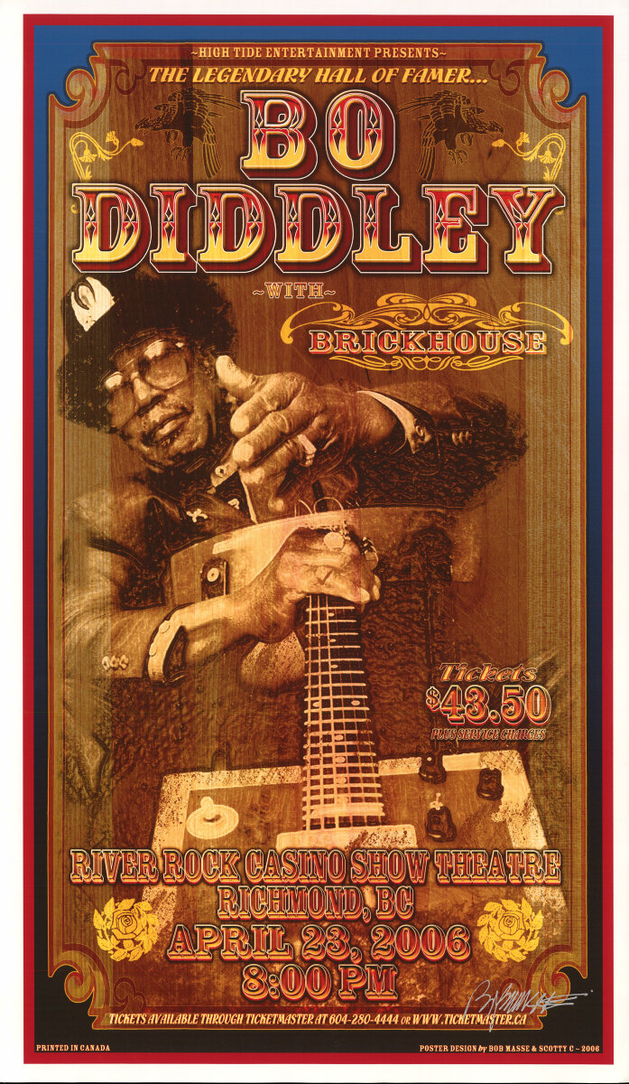 Bo Diddley Vintage Concert Poster from River Rock Casino Show Theatre ...