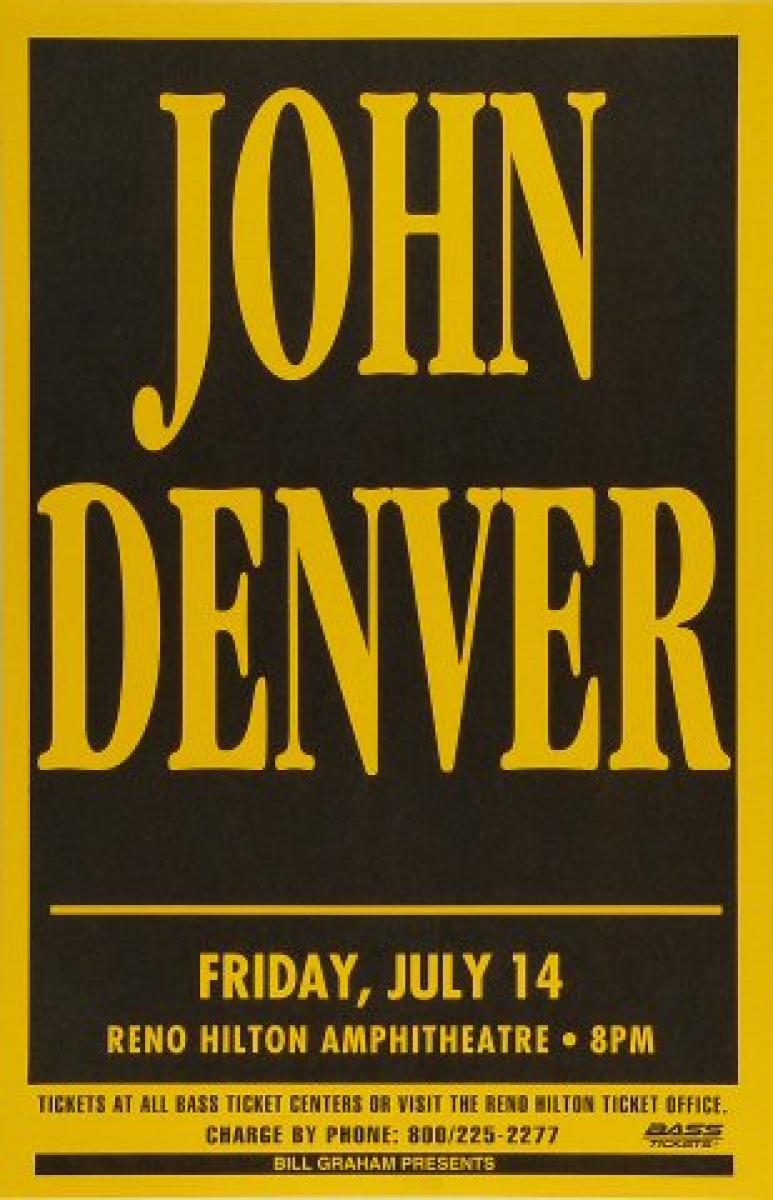 John Denver Vintage Concert Poster from Reno Hilton Amphitheatre, Jul ...