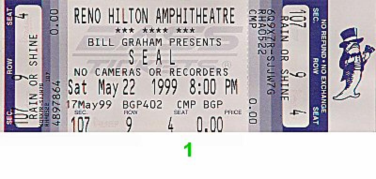 Seal Vintage Concert Vintage Ticket from Reno Hilton Amphitheatre, May ...