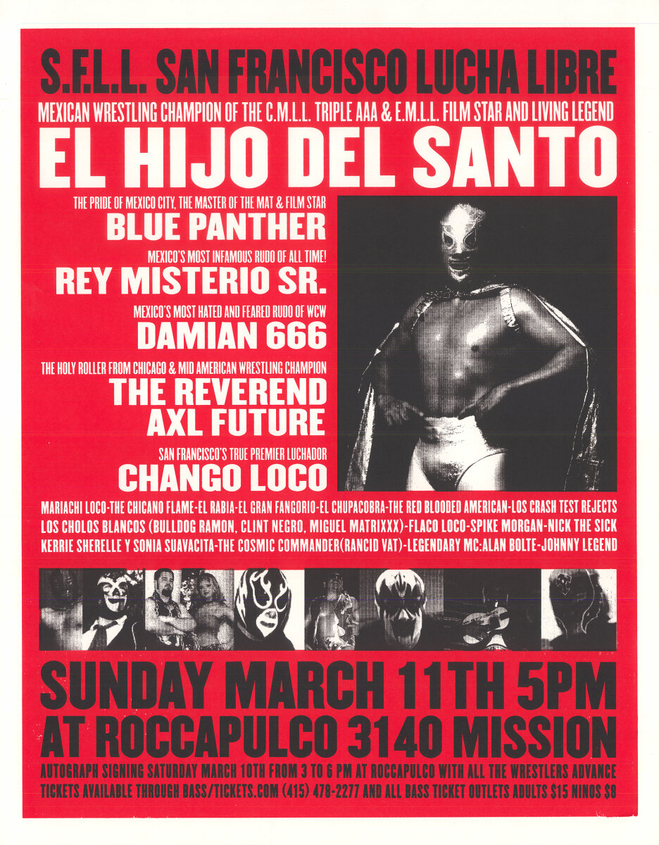 El Hijo Del Santo Vintage Concert Poster, Mar 11, 2001 at Wolfgang's