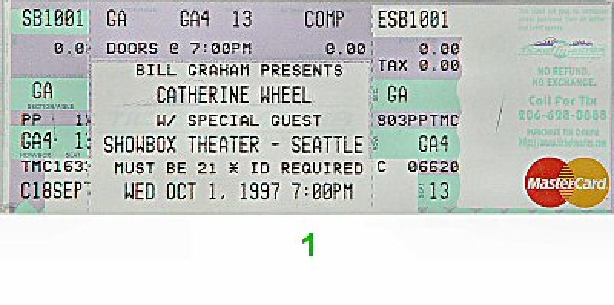 Catherine Wheel Vintage Concert Vintage Ticket from Showbox, Oct 1 ...