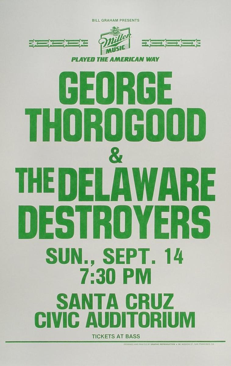 George Thorogood & The Delaware Destroyers Vintage Concert Poster from ...
