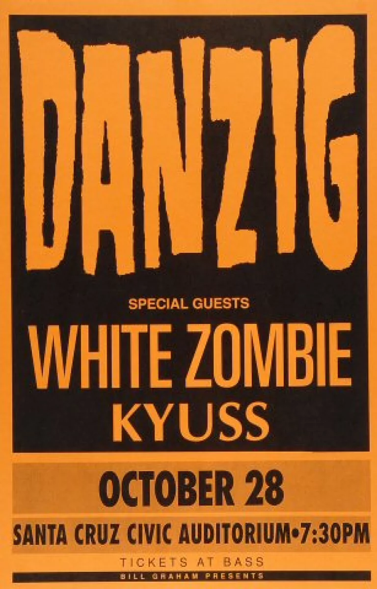 Danzig Vintage Concert Poster from Santa Cruz Civic Auditorium, Oct 28 ...