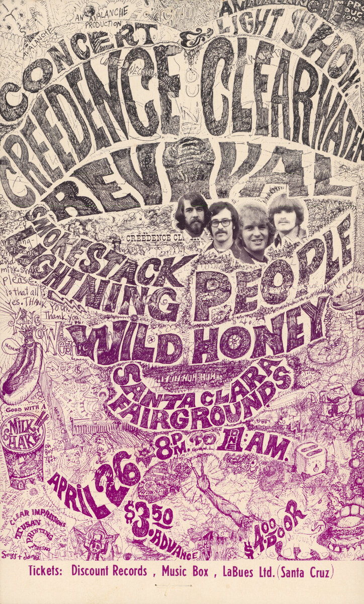 Creedence Clearwater Revival Vintage Concert Handbill from Santa Clara ...