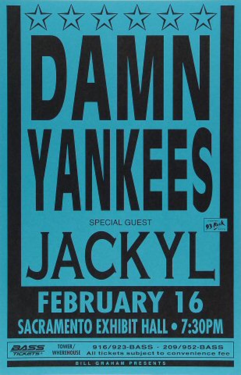 Damn Yankees Vintage Concert Poster from Sacramento Exhibition Hall ...