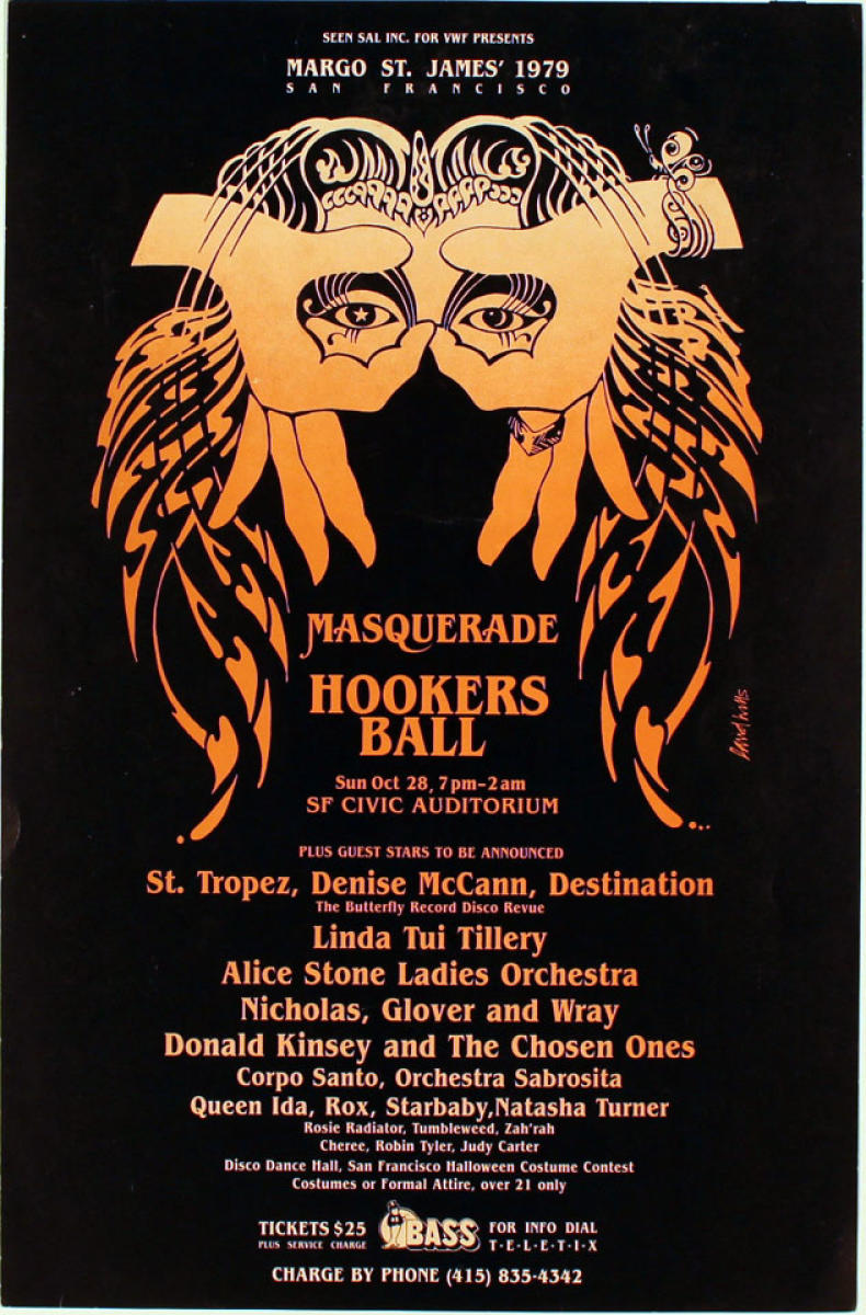 Margo St. James' Masquerade Hookers Ball Vintage Concert Poster from San Francisco Civic ...