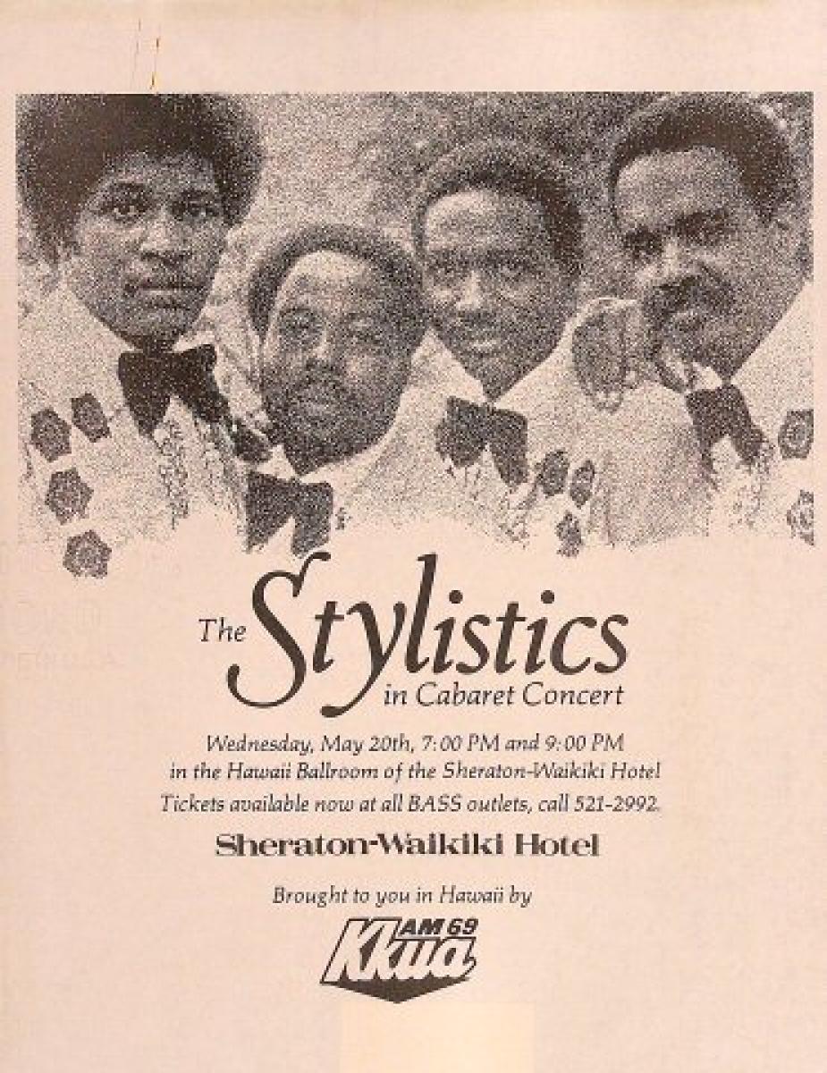 The Stylistics Vintage Concert Handbill from Sheraton Waikiki Hotel ...