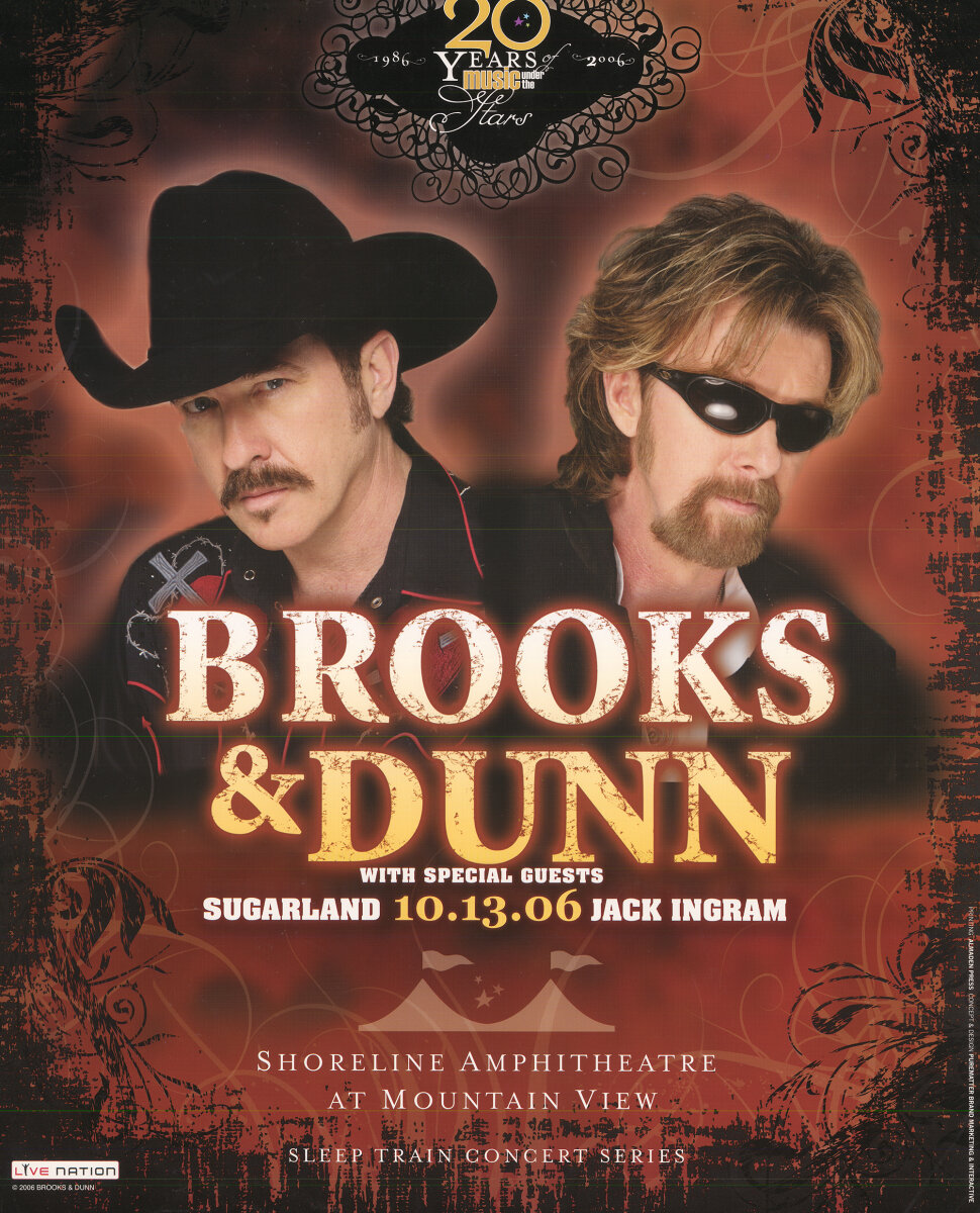 Brooks & Dunn Vintage Concert Poster from Shoreline Amphitheatre, Oct ...