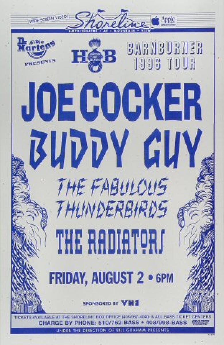 Joe Cocker Vintage Concert Poster from Shoreline Amphitheatre, Aug 2 ...