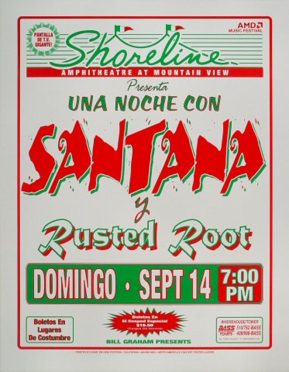 Santana Vintage Concert Poster from Shoreline Amphitheatre, Sep 14 ...