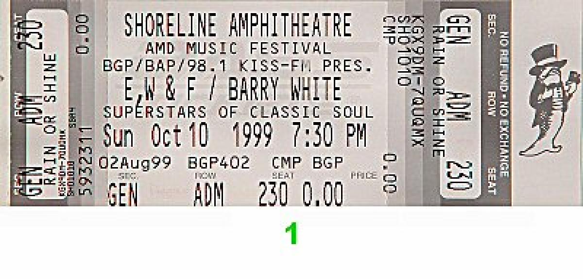 Earth, Wind & Fire Vintage Concert Vintage Ticket from Shoreline ...