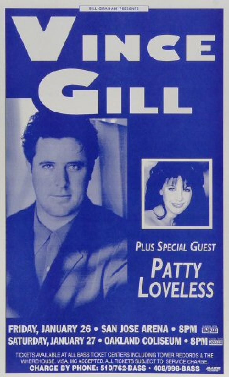 Vince Gill Vintage Concert Poster from San Jose Arena, Jan 26, 1996 at ...