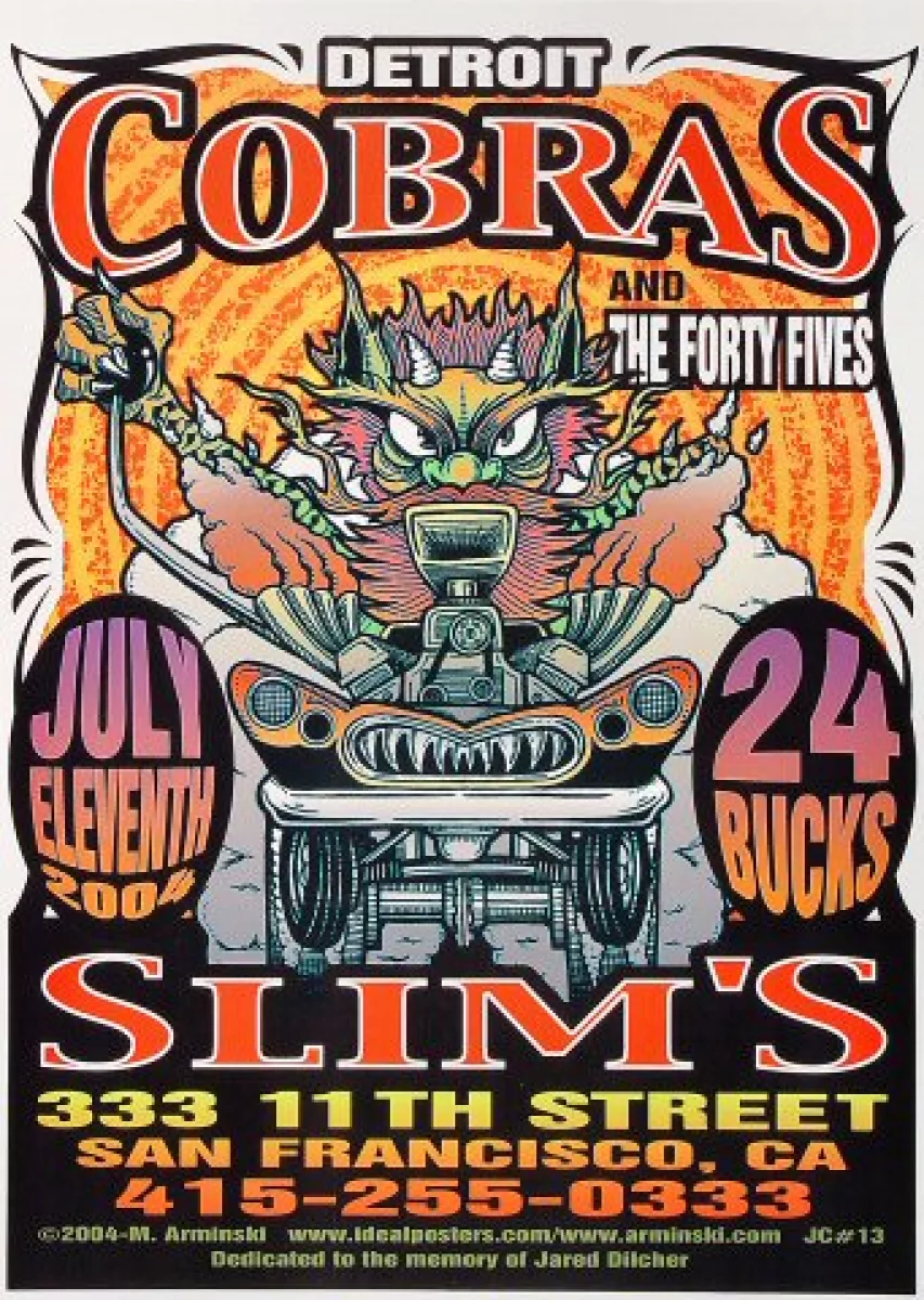 The Detroit Cobras Vintage Concert Poster from Slim's, Jul 11, 2004 at ...