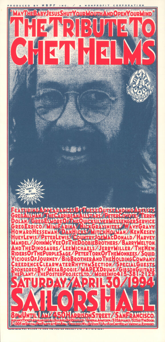 Chet Helms Vintage Concert Poster from Sailors Hall, Apr 30, 1994 at ...