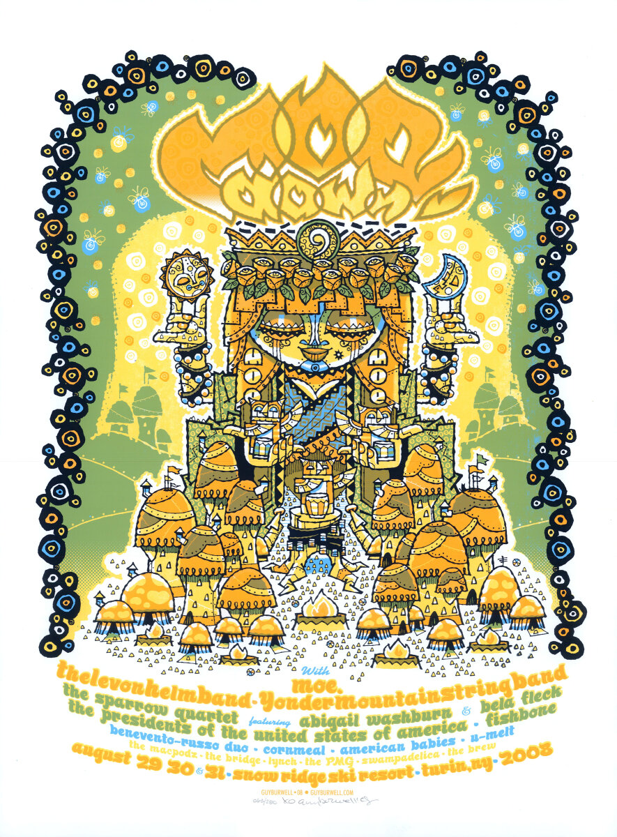 moe. Vintage Concert Silkscreen, Aug 29, 2008 at Wolfgang's