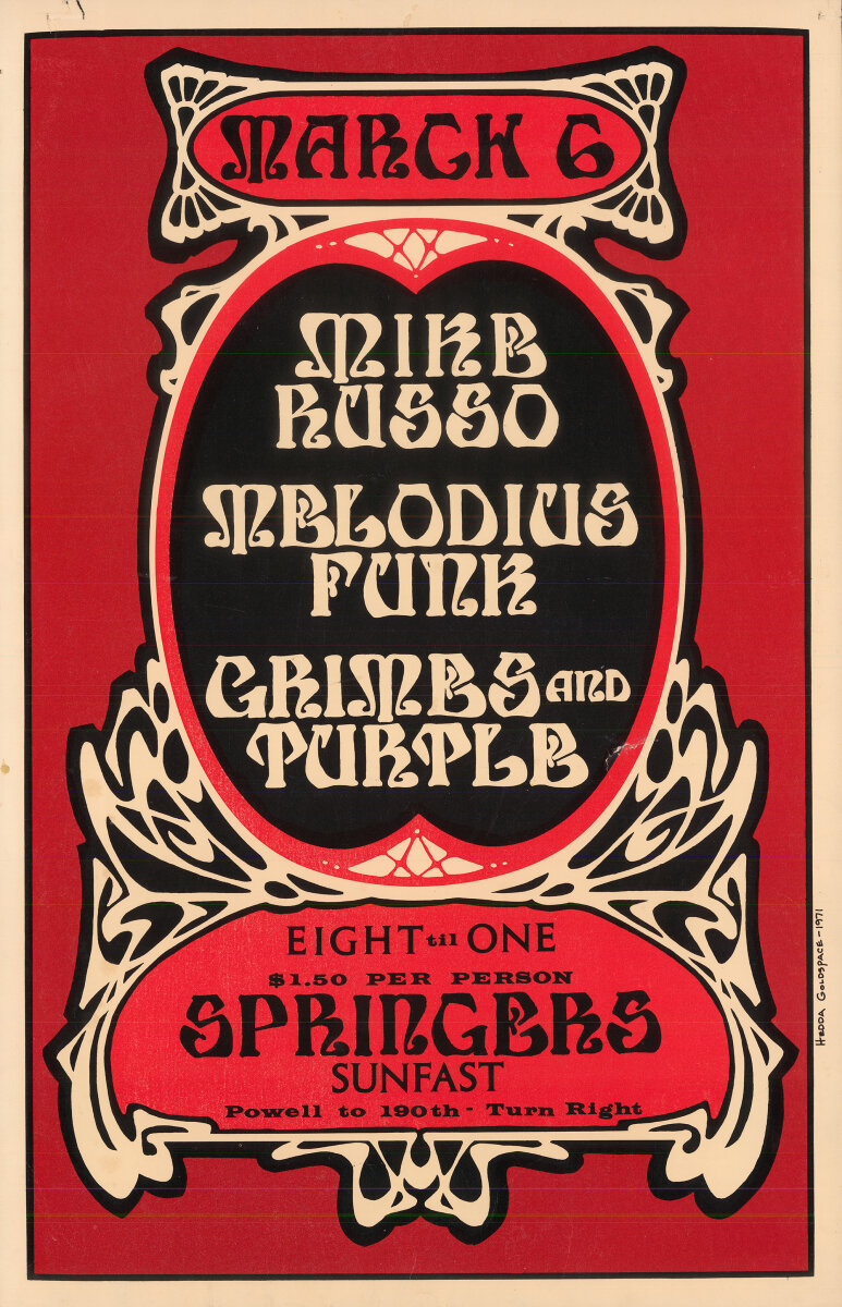 Mike Russo Vintage Concert Poster from Springer's, Mar 6, 1971 at ...