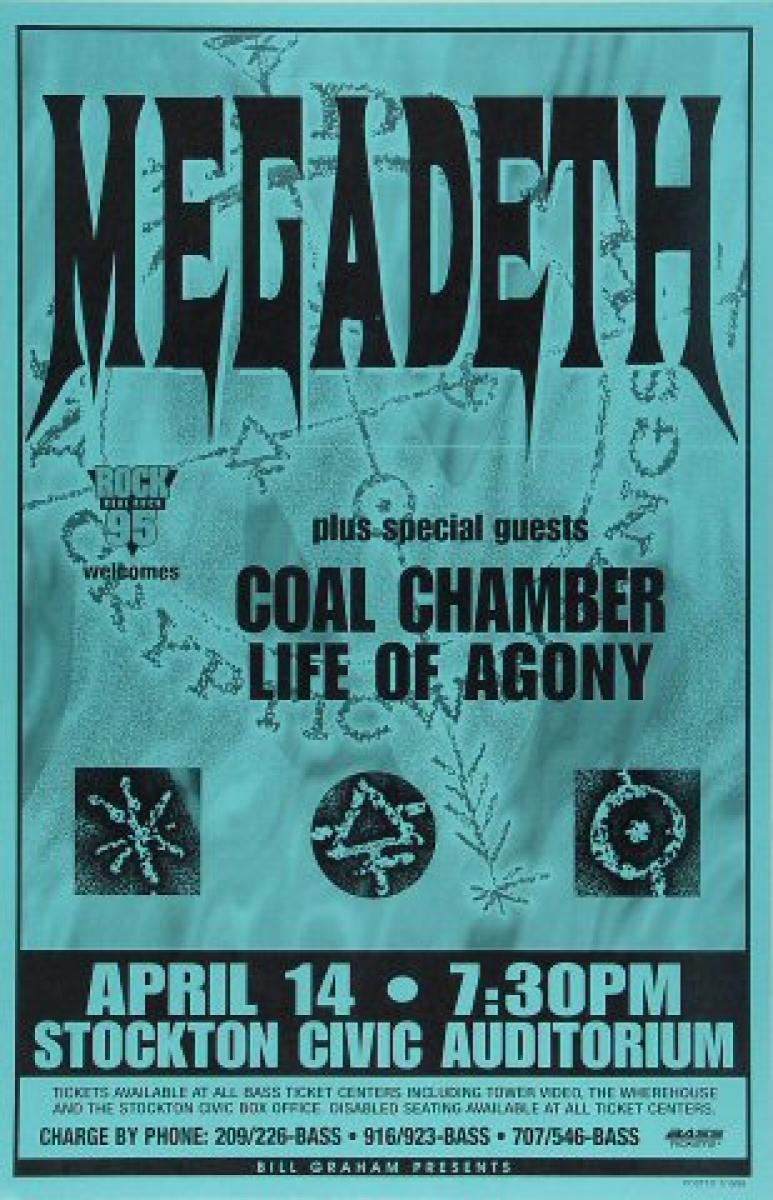 Megadeth Vintage Concert Poster from Stockton Memorial Civic Auditorium ...