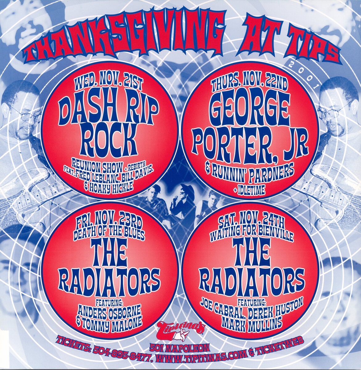 Dash Rip Rock Vintage Concert Poster from Tipitinas, Nov 21, 2001 at ...