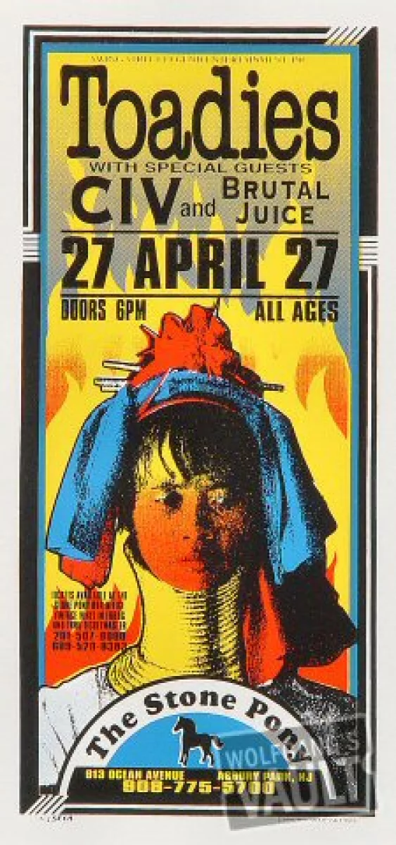 Toadies Vintage Concert Handbill from Stone Pony, Apr 27, 1996 at ...