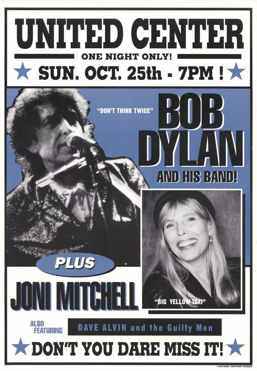 Bob Dylan & The Band Vintage Concert Poster from United Center, Oct 25 ...