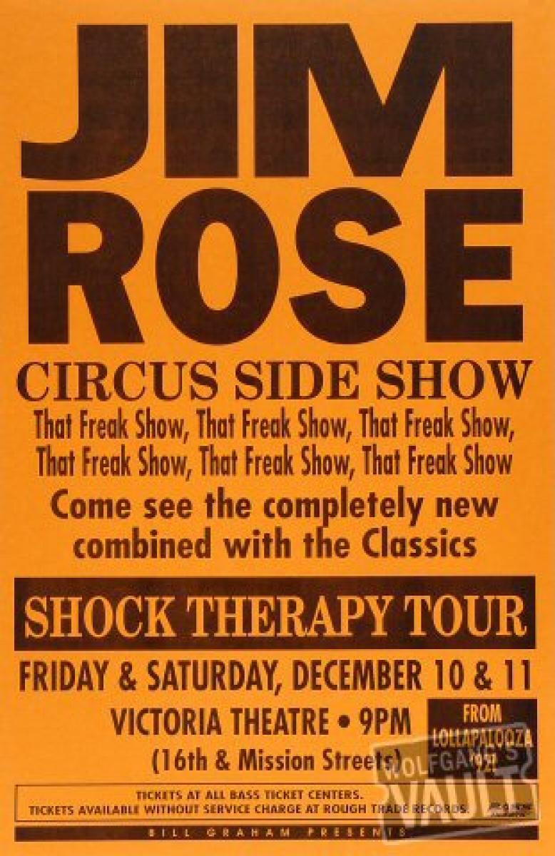 Jim Rose Circus Side Show Vintage Concert Poster from Victoria Theatre ...