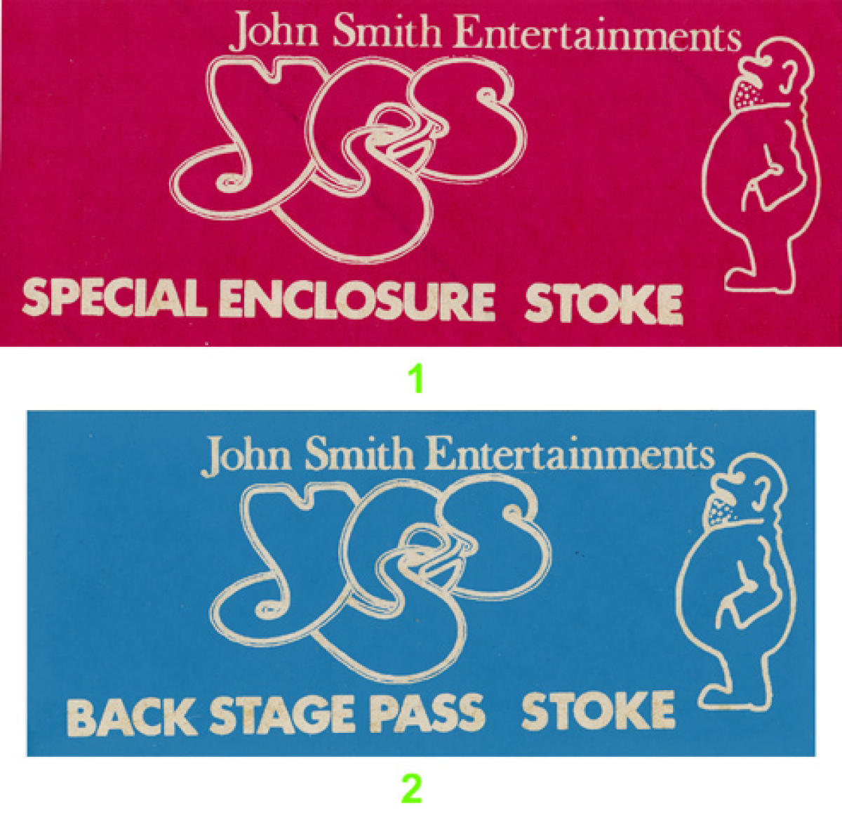 Yes Backstage Pass from Victoria Grounds, May 17, 1975 at Wolfgang's