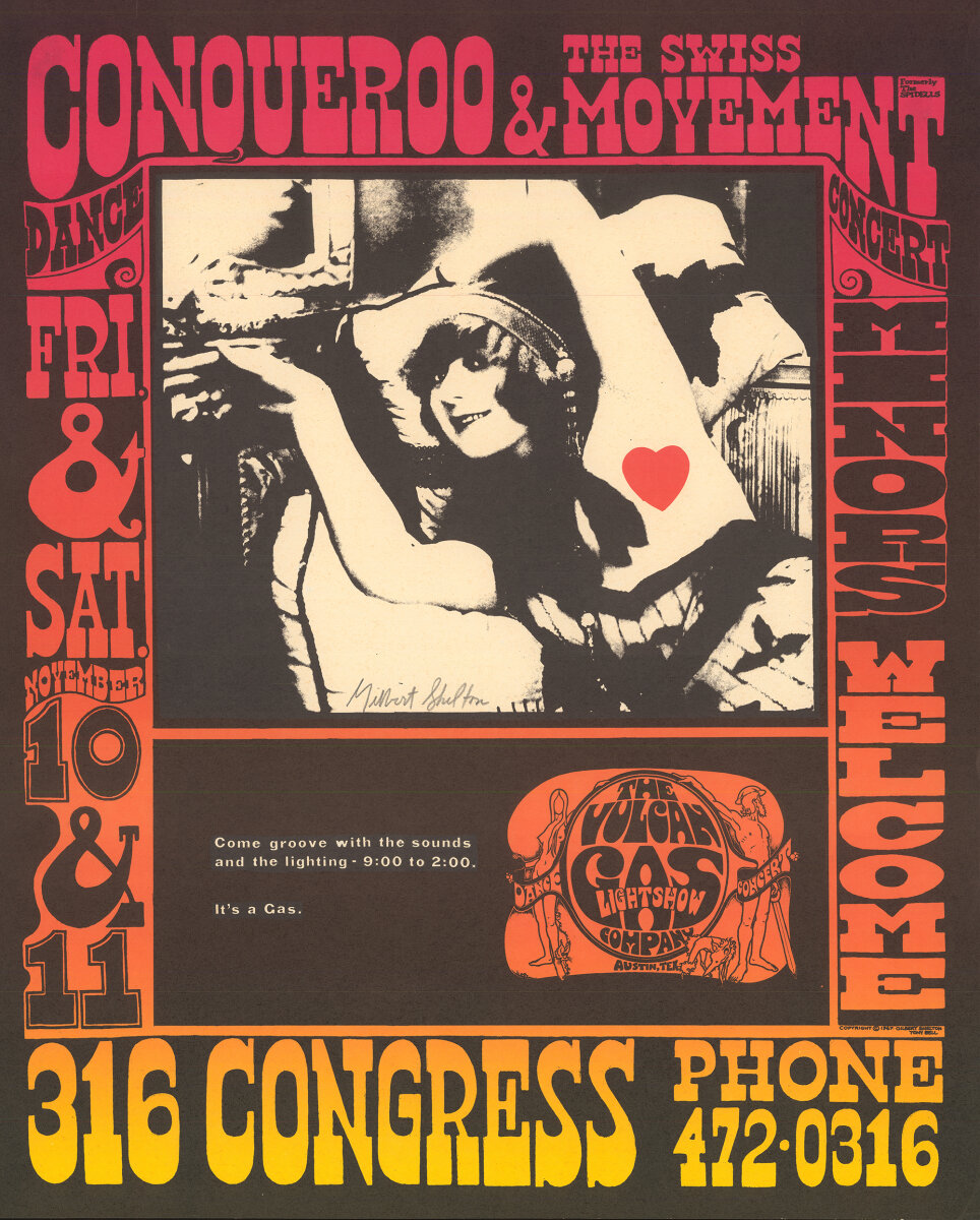 Conqueroo Vintage Concert Poster from Vulcan Gas Company, Nov 10, 1967 ...