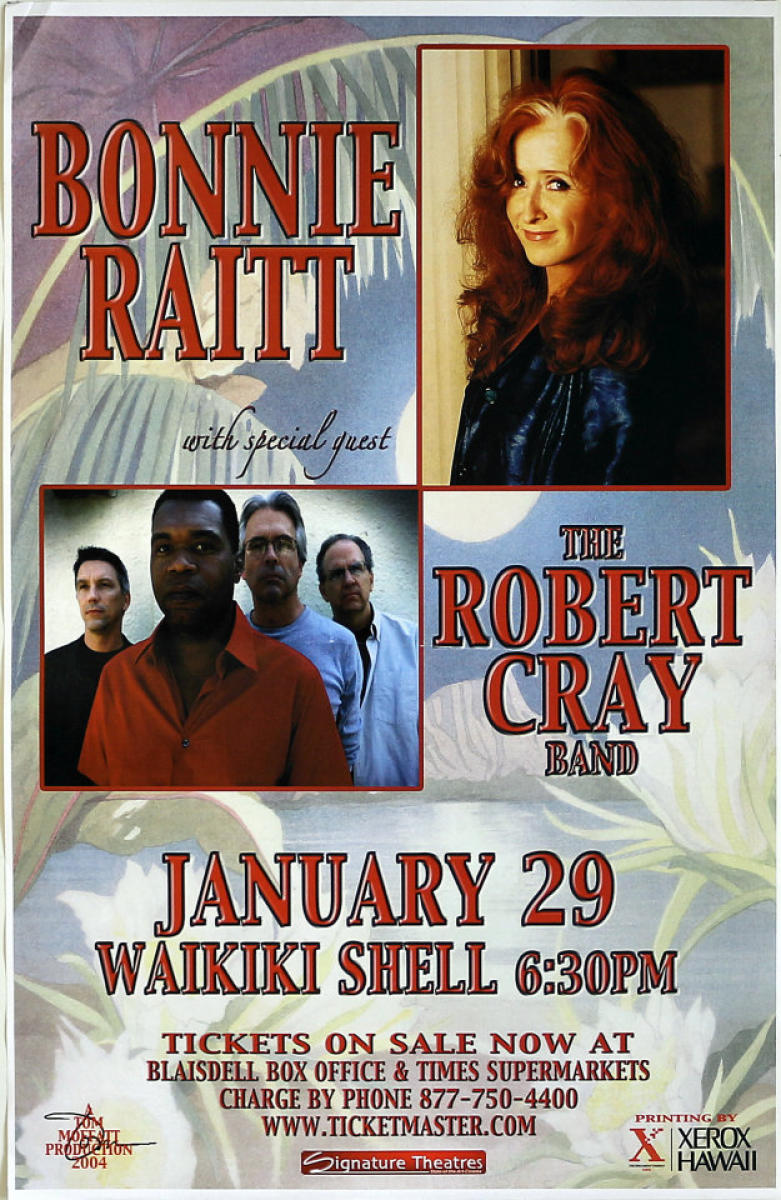 Bonnie Raitt Vintage Concert Poster from Waikiki Shell, Jan 29, 2004 at ...
