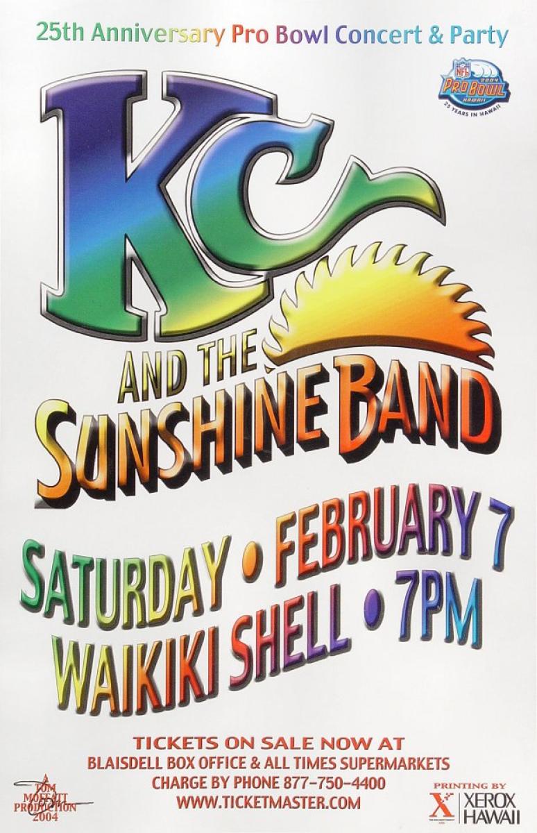 K.C. and the Sunshine Band Vintage Concert Poster from Waikiki Shell ...