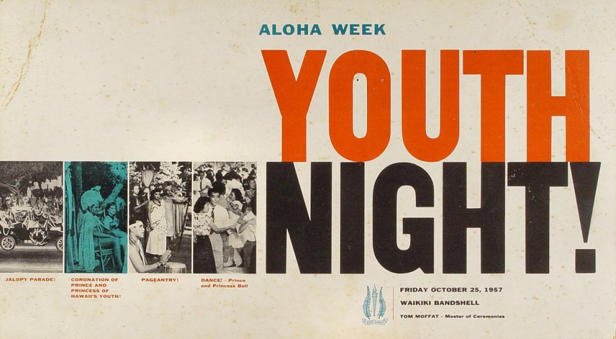 Aloha Week Youth Night Vintage Concert Poster from Waikiki Shell, Oct ...