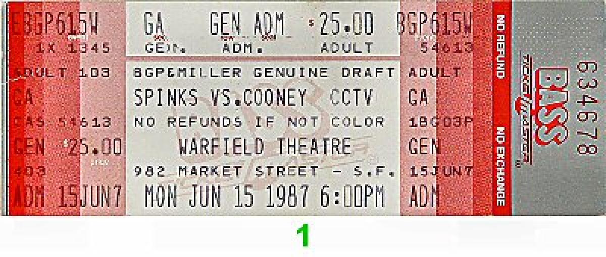 Michael Spinks Vintage Concert Vintage Ticket from Warfield Theatre ... Michael Spinks Vintage Concert Vintage Ticket from Warfield Theatre ...