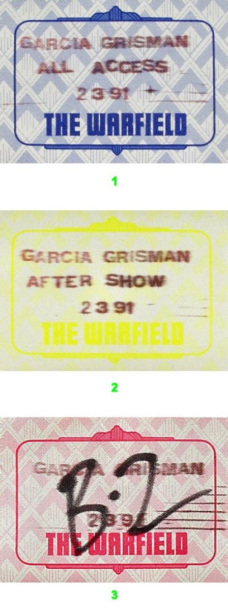 Jerry Garcia and David Grisman Backstage Pass from Warfield Theatre ...