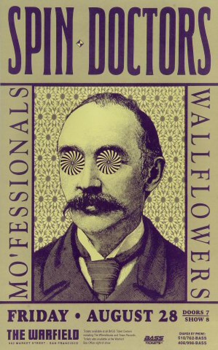 Spin Doctors Vintage Concert Poster from Warfield Theatre, Aug 28, 1992 ...