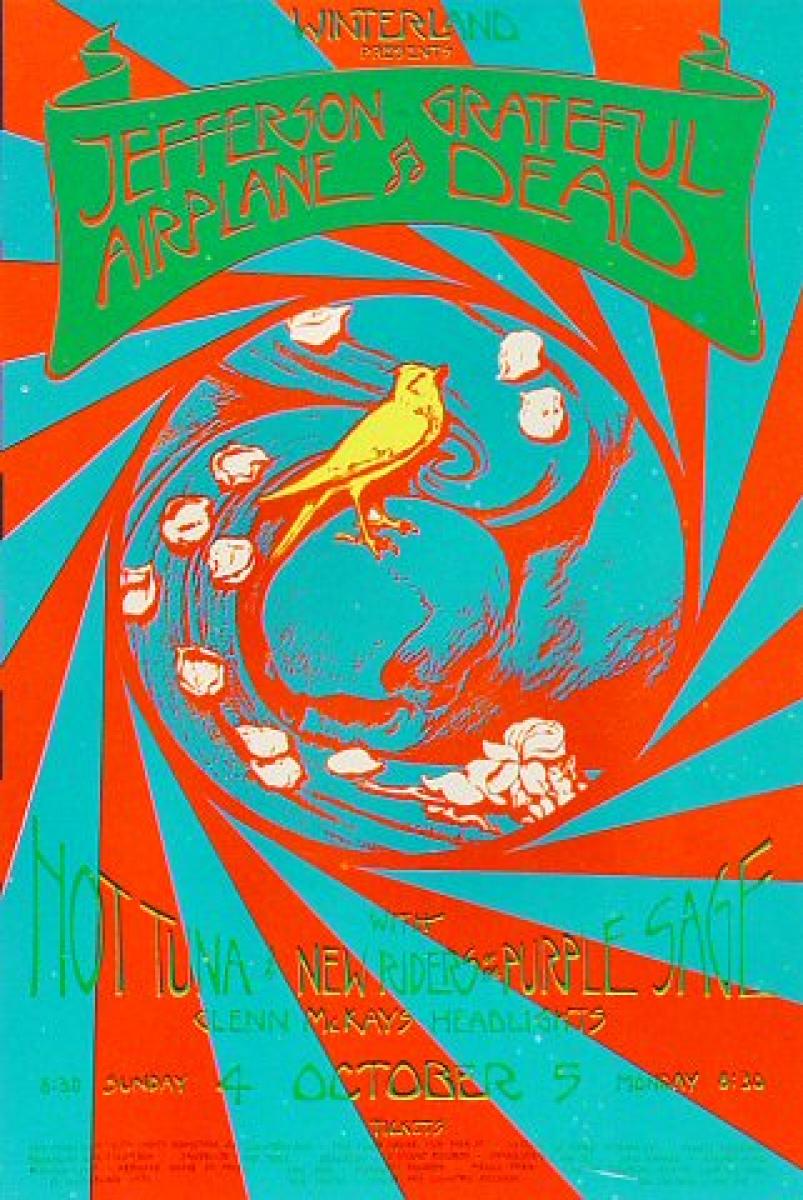 Jefferson Airplane Vintage Concert Handbill from Winterland, Oct 4 ...
