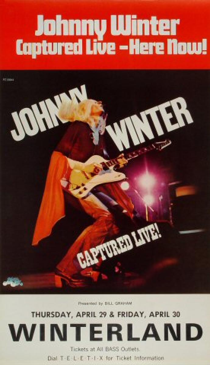 Johnny Winter Vintage Concert Poster from Winterland, Apr 29, 1976 at Wolfgang's