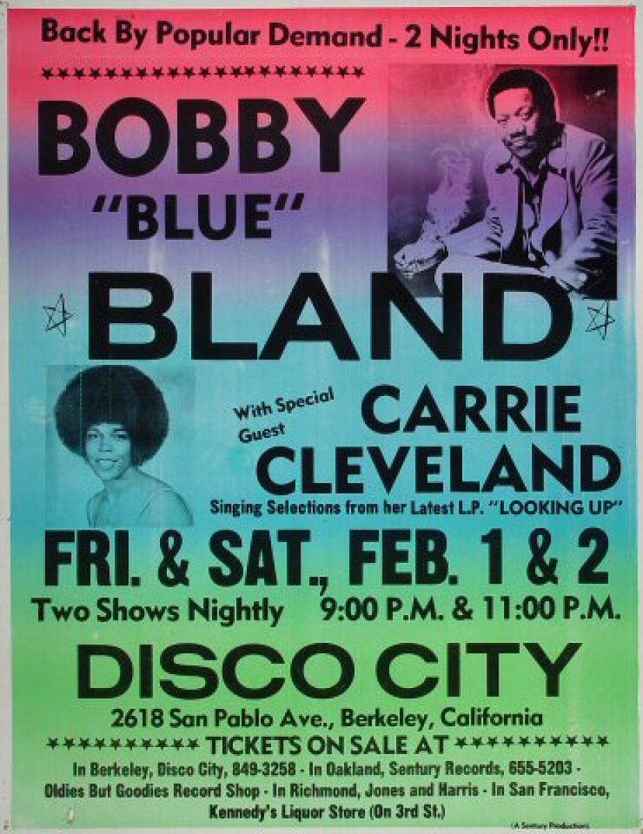 Bobby "Blue" Bland Vintage Concert Poster from Disco City at Wolfgang's