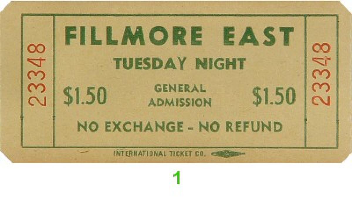 Tuesday Night Vintage Concert Vintage Ticket from Fillmore East, 1970 ...