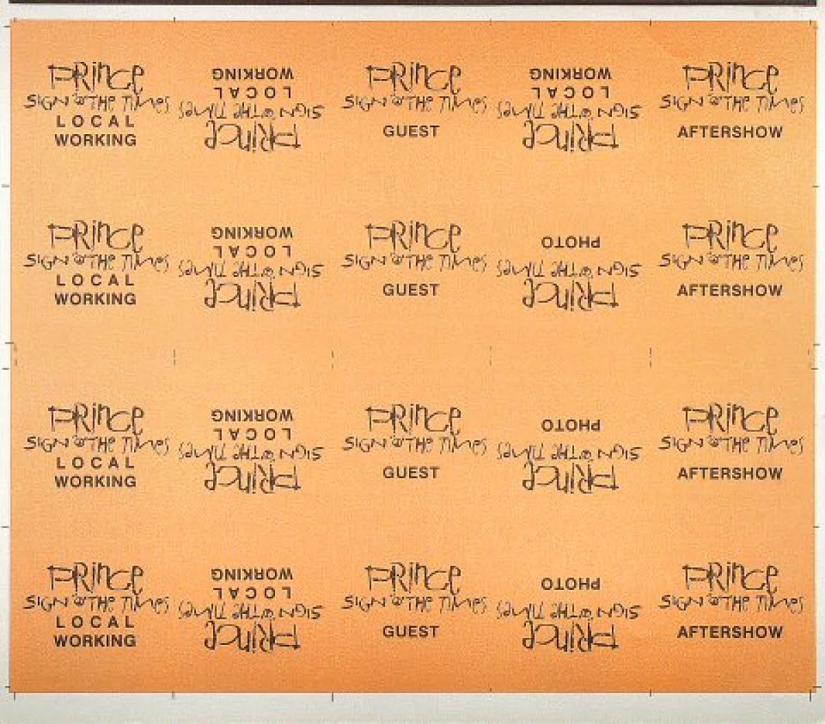 Prince Backstage Pass, 1987 at Wolfgang's