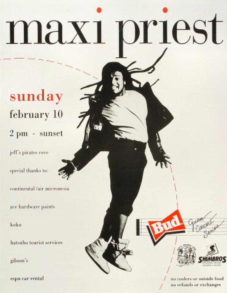 Maxi Priest Vintage Concert Poster from Jeff's Pirates Cove, Feb 10 ...
